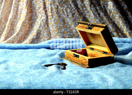 Wooden chest, decorated with antique keys Stock Photo - Alamy