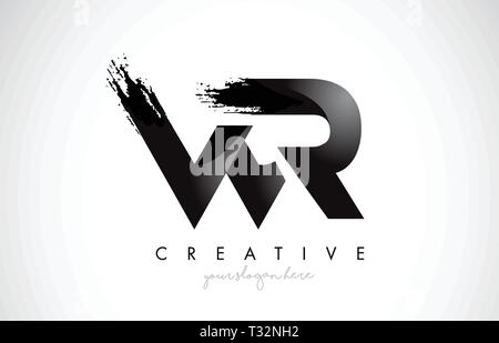 WR Letter Design with Brush Stroke and Modern 3D Look Vector ...