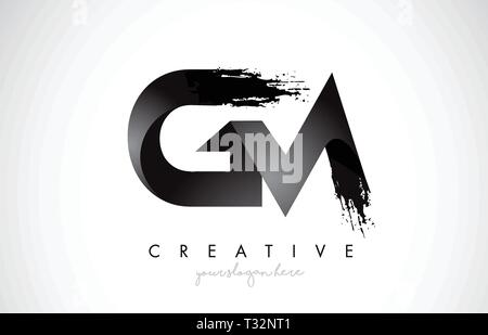 GM Letter Design with Brush Stroke and Modern 3D Look Vector ...