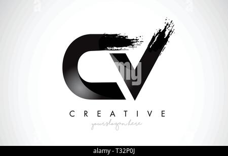CV Letter Design with Brush Stroke and Modern 3D Look Vector ...