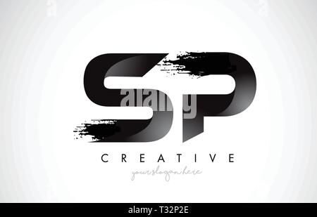 SP Letter Design with Brush Stroke and Modern 3D Look Vector ...