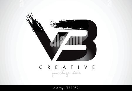 VB Letter Design with Brush Stroke and Modern 3D Look Vector ...