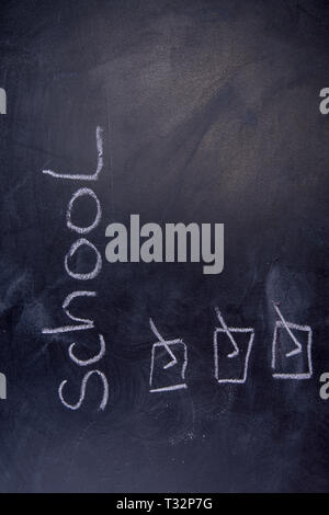 check boxes and text on a blackboard surface - black and white Stock ...