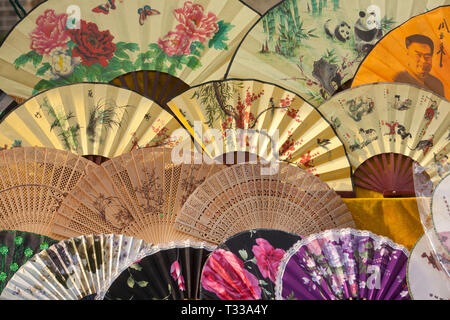 Traditional handicraft chinese fans at market in Yangshuo, China Stock ...
