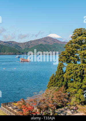 Hakone Sightseeing Cruise ship "Royal" sailing on Lake Ashi, Hakone ...