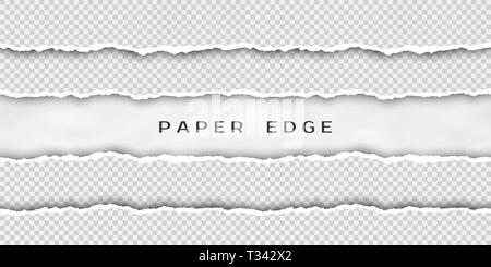 Seamless paper border. Paper texture with damaged edge isolated on ...