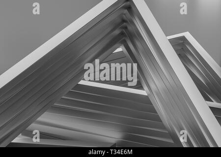 3d rendering, triangle metal framework, industrial background, computer ...