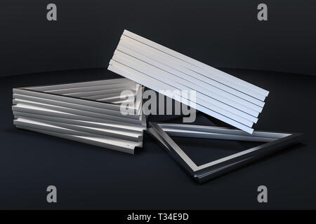 3d rendering, triangle metal framework, industrial background, computer ...