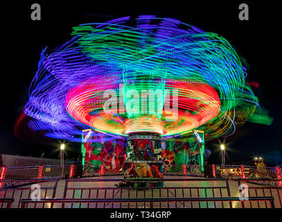 Long exposure images of fairground rides at the annual 'Witney Feast ...