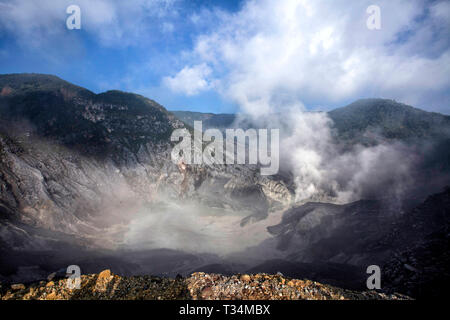 Crater of Tangkuban Perahu active volcano West Java Indonesia Stock ...