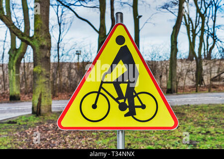 Caution cyclists road sign Stock Photo: 15987677 - Alamy