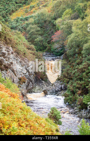 The waterfall on the Kildonan Burn in the Strath of Kildonan Stock ...