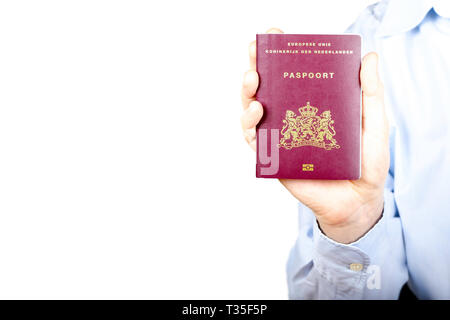 dutch passport on white background Stock Photo - Alamy