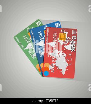 Three credit cards vector icon. Debit card sign Stock Vector Image ...