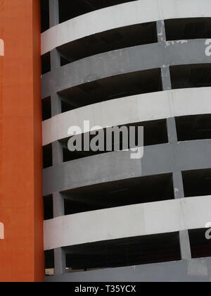 Circular, spiral parking garage ramp at multi story parking garage ...