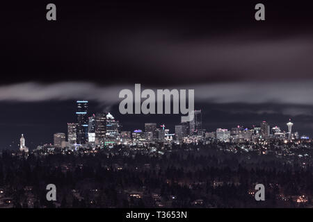 Long Exposure of Seattle Snowstorm at Night Stock Photo - Alamy