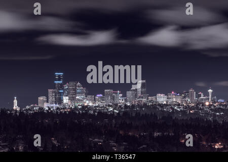 Long Exposure of Seattle Snowstorm at Night Stock Photo - Alamy