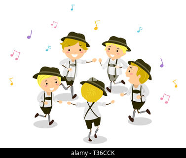 Illustration of Stickman Kids Dancing to Music with ABC and Music Notes ...