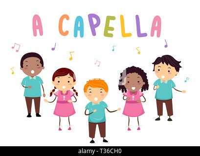 Illustration of Stickman Kids Singing a Song with Jesus Christ Stock ...