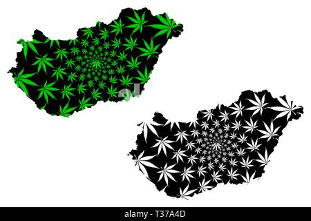 Europe continent - map is designed cannabis leaf green and black ...