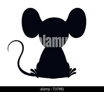 Cute little gray mouse sit on floor. Cartoon animal character design ...