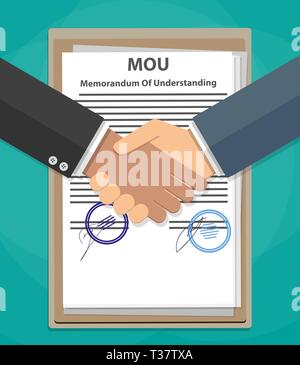 3D cartoon handshake icon on blue background. Business concept of ...