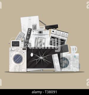 Electronic waste concept icon. WEEE idea thin line illustration. E ...