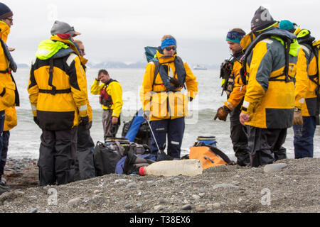 A plastic bottle washed ashore at Elephant Point; Livingston Island ...