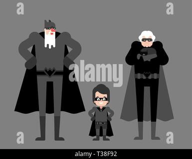 Grandmother superhero. Super grandma in mask and raincoat. Strong old ...