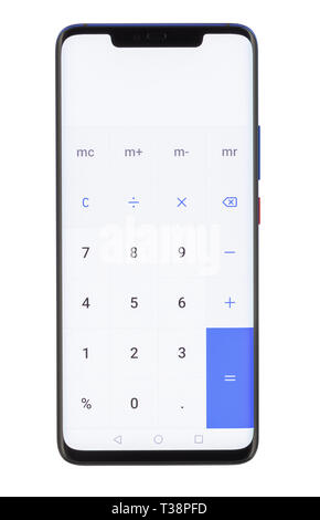 Varna, Bulgaria - February, 11, 2019: Studio shot of a HUAWEI Mate 20 ...