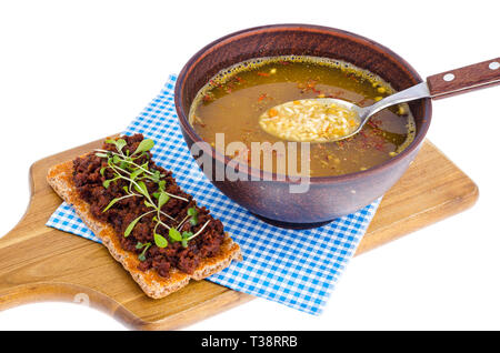Spicy soup kharcho with rice. Studio Photo Stock Photo - Alamy