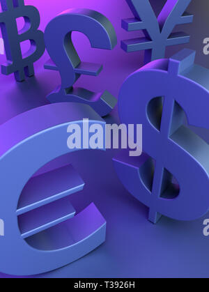 Blue bitcoin symbols background. 3d illustration Stock Photo - Alamy