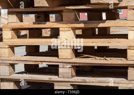 Scattered on construction sites wooden Boxes for storage and ...
