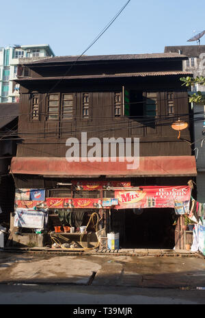 Traditional wooden house in Yangon, Myanmar Stock Photo - Alamy