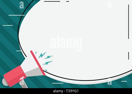 Blank White Huge Oval Shape Sticker and Megaphone Shouting with Volume ...