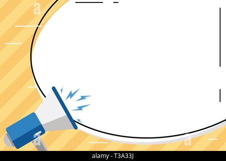 Blank White Huge Oval Shape Sticker and Megaphone Shouting with Volume ...