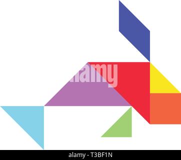 Tangram in fish shape in concept of black and white Yin Yang Stock ...