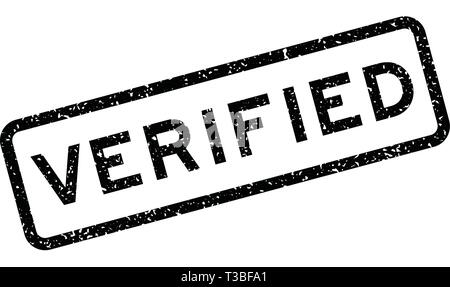 Grunge black verified square rubber stamp on white background Stock ...