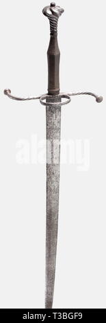 A German hand-and-a-half sword, circa 1520. Heavy blade of lenticular ...