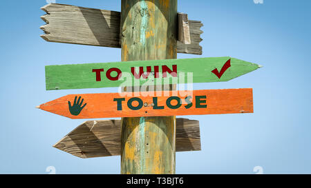 Street Sign TO WIN versus TO LOSE Stock Photo - Alamy