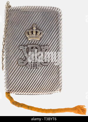 Kaiser Wilhelm II, a silver cigarette case Ornate with diagonal grooves ...