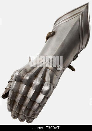 A Gothic gauntlet, South German circa 1480/90 The pleated metacarpus of ...