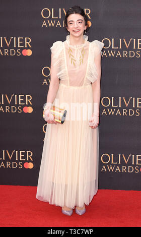 Patsy Ferran seen on the red carpet during The Olivier Awards 2019 with ...