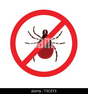 Tick parasite warning sign. Epidemic. Human mite parasite. Mite ...