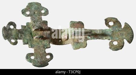 A large splendid fibula, Anglo-Saxon, 6th century A.D. Bronze with ...