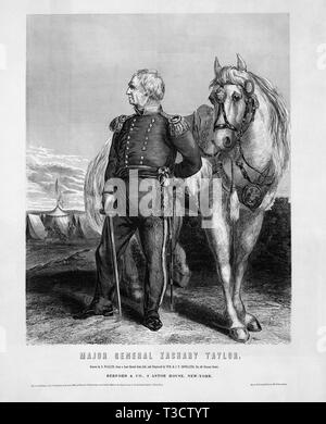 Portrait of General Zachary Taylor - Engraving - XIX th Century Stock ...