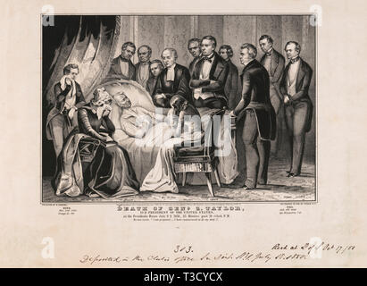 Death of General Zachary Taylor - Taylor on his death bed, in the Stock ...