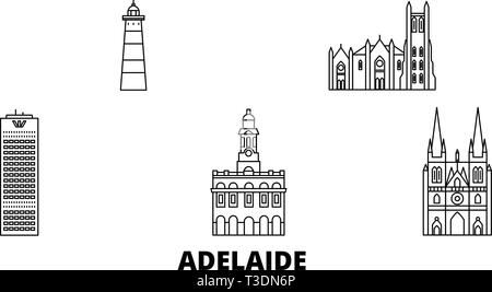 Australia, Adelaide architecture line skyline illustration. Linear ...