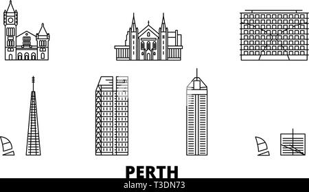Outline Perth Australia City Skyline with Modern Buildings Isolated on ...