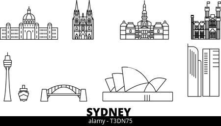 Outline Sydney Australia City Skyline with Modern Buildings Isolated on ...
